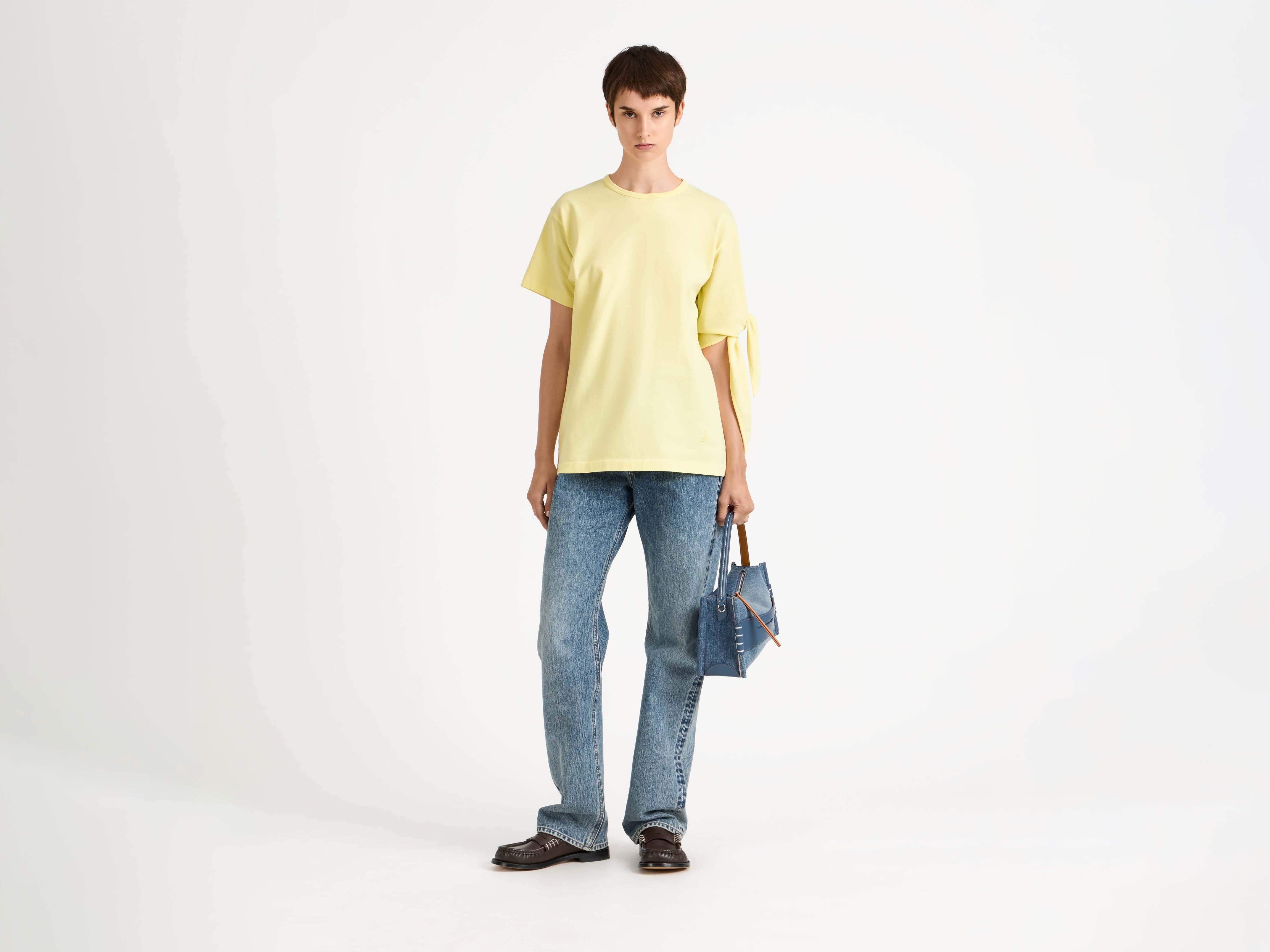 WOMENS KNOTTED SLEEVE T-SHIRT IN YELLOW in YELLOW JT0334PG1937200XXS ...